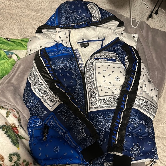 Jackets & Coats | Rockstar Original Blue Bandanna Puffer | Poshmark